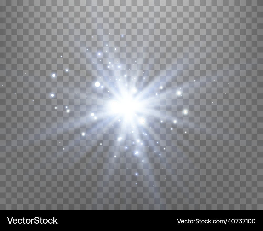 Blue sunlight lens flare sun flash with rays Vector Image