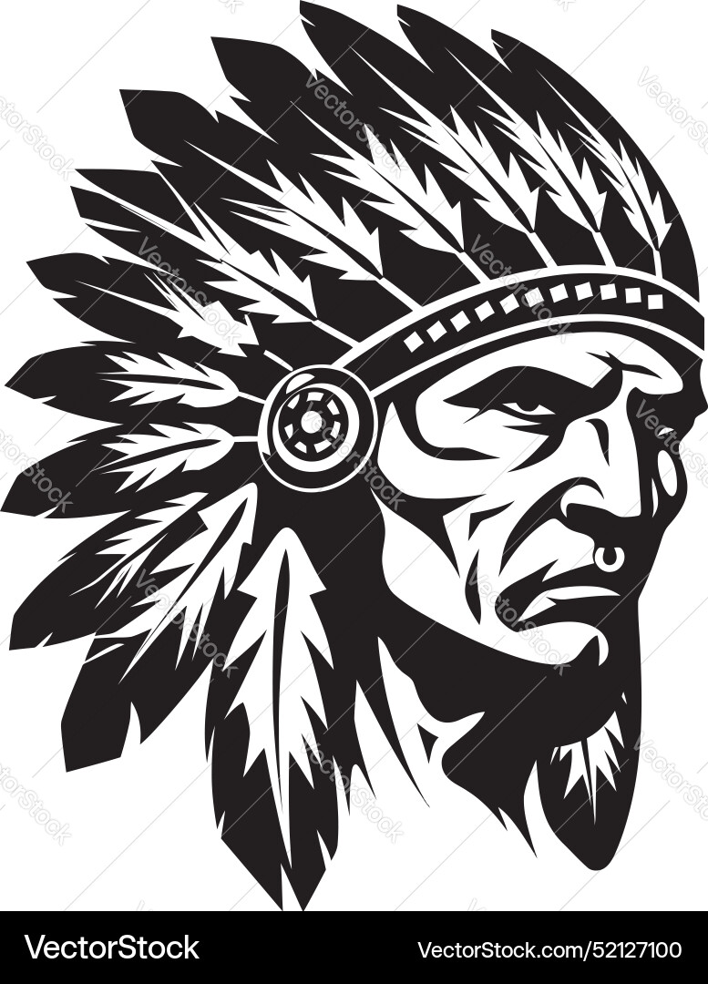 Brave guardian apache logo symbolic silent Vector Image
