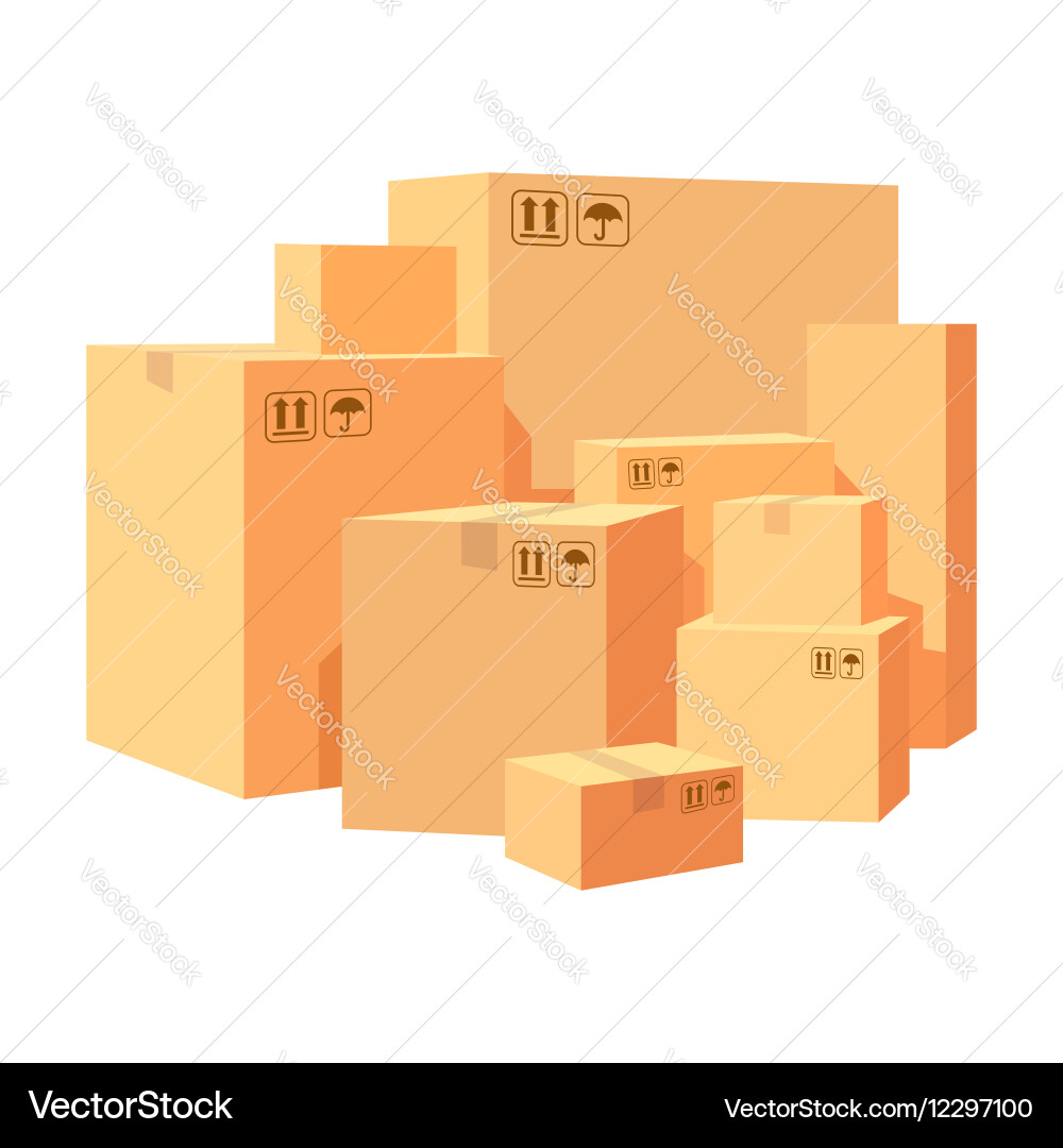 Carton boxes delivery packaging pile various Vector Image