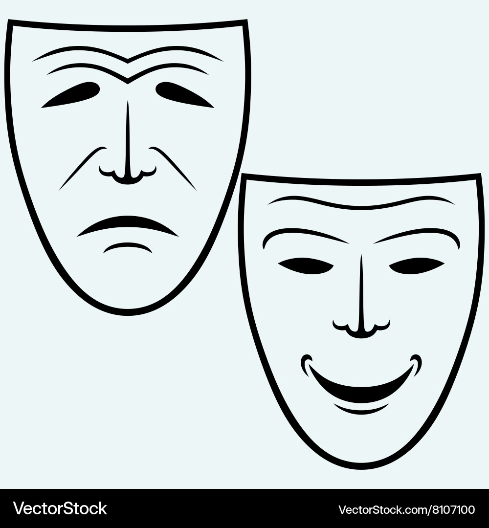 Comedy and tragedy theatrical mask Royalty Free Vector Image
