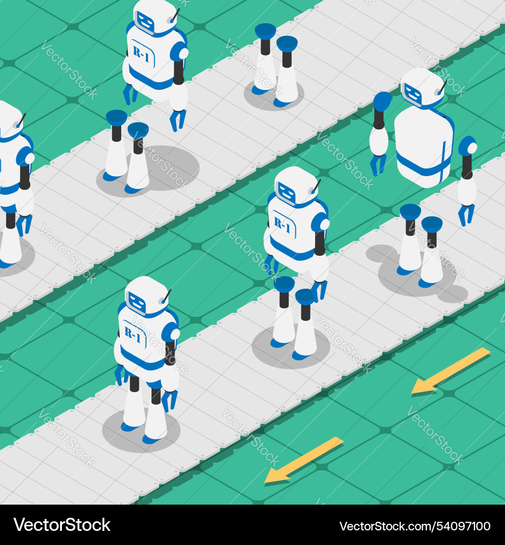 Conveyor belt at an industrial robot Royalty Free Vector