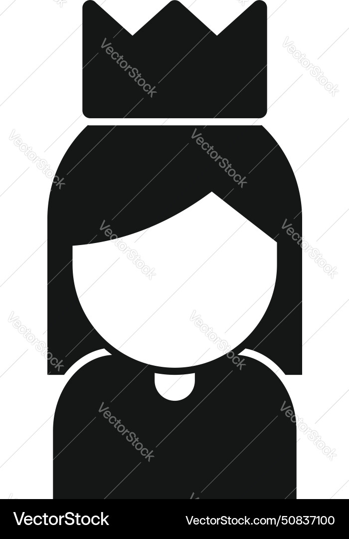 Crown on female head icon simple cute Royalty Free Vector