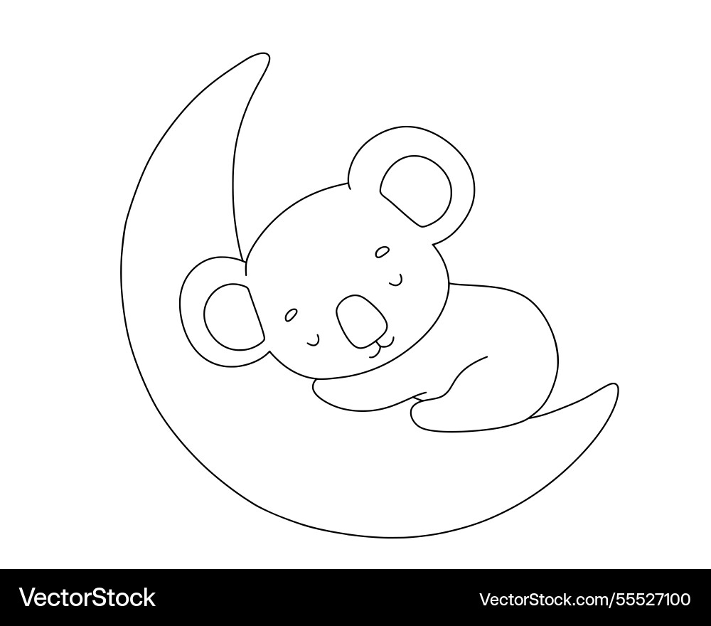 Cute Koala Sleeping on Moon Royalty Free Vector Image