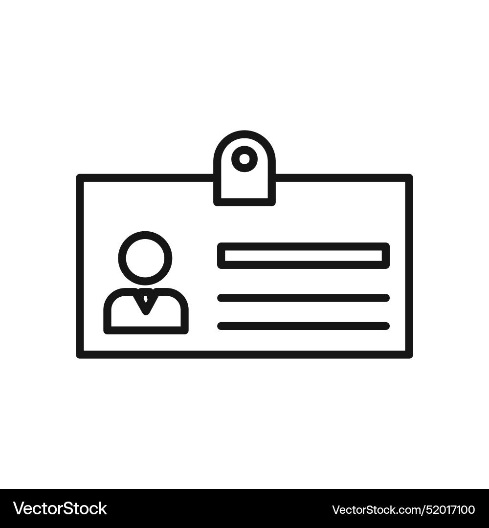 Employee id card icon black line art Royalty Free Vector