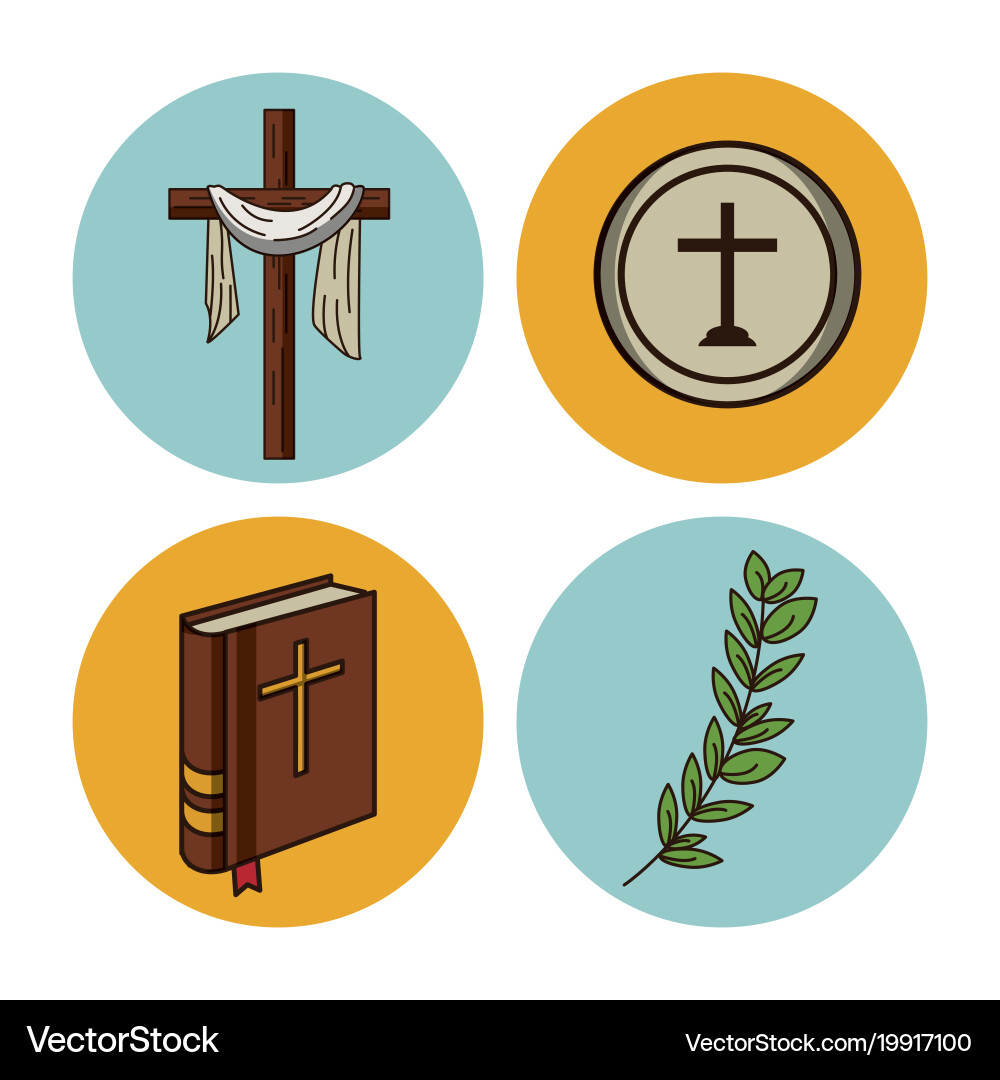 Holy week round icons Royalty Free Vector Image