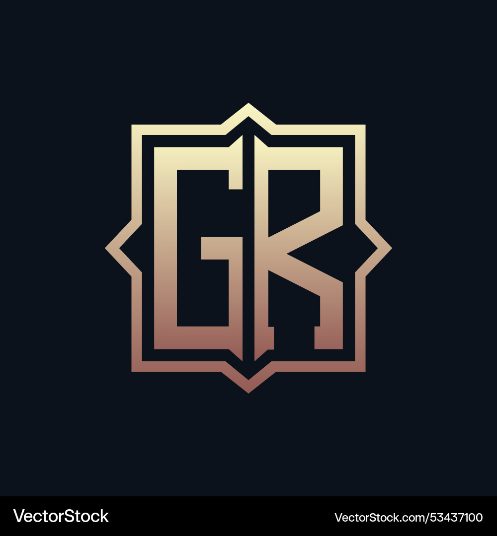 Luxury initial gr monogram logo design elegant Vector Image