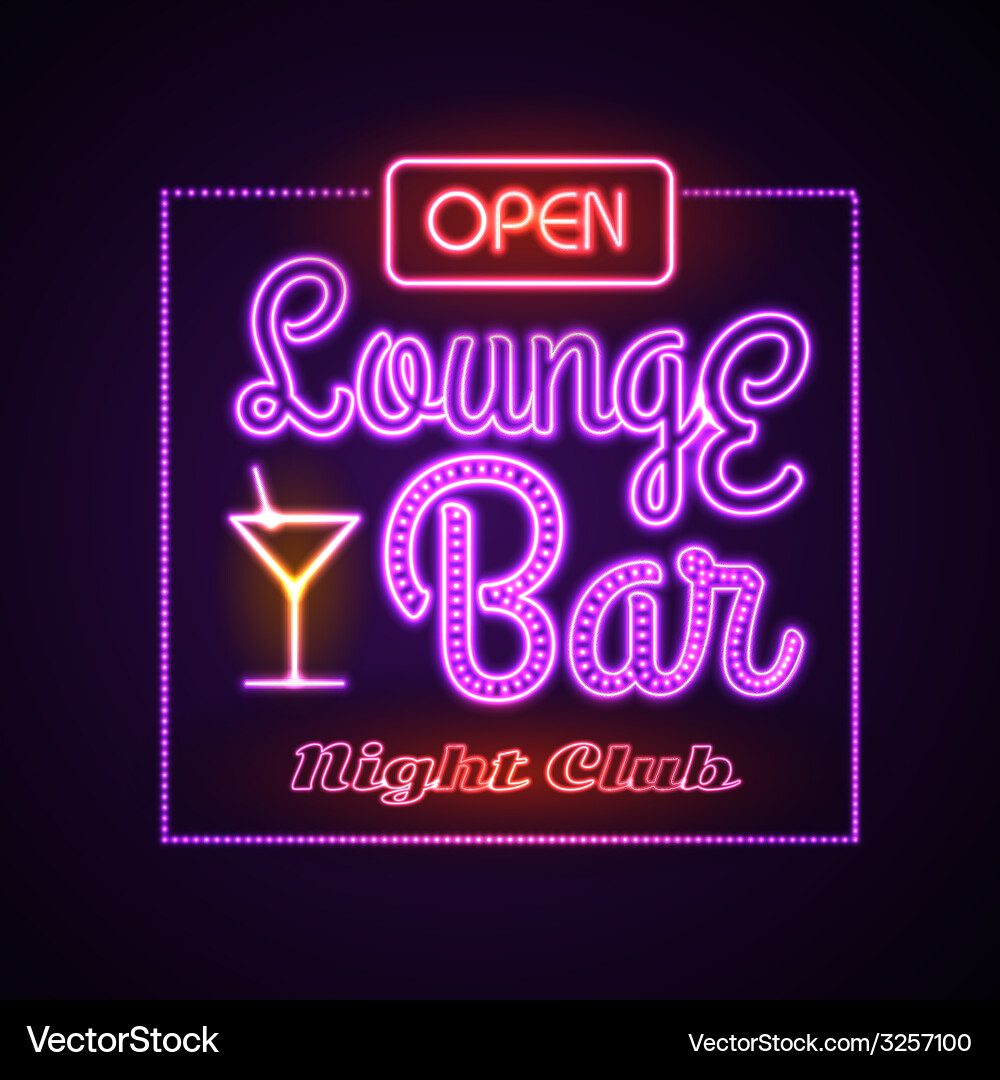 Neon Lounge Bar Sign Royalty Free Vector Image