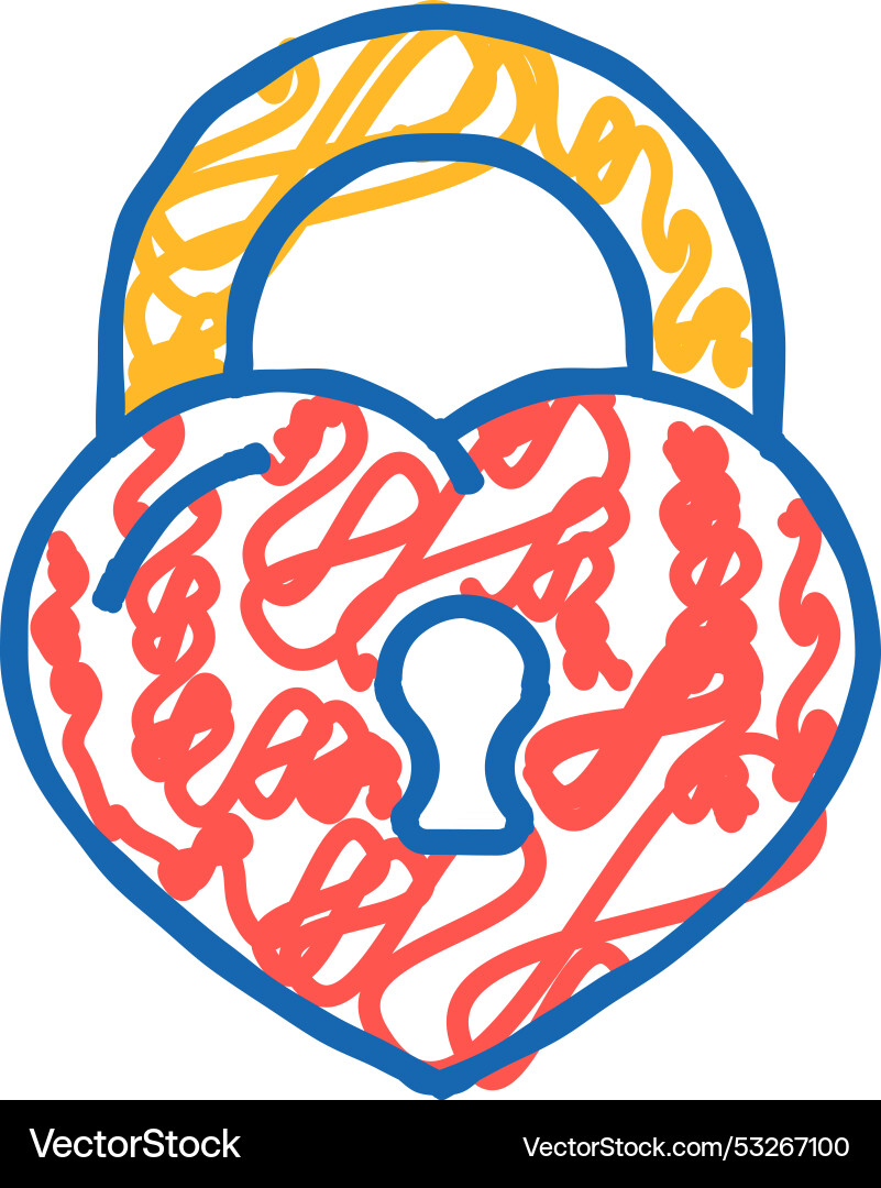 Padlock in heart form icon doodle Royalty Free Vector Image