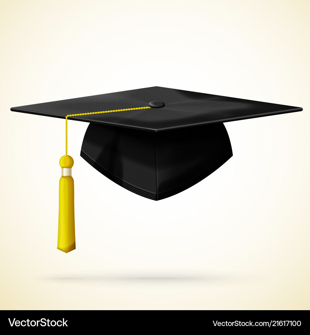 Realistic Graduation Cap with Golden Tassel Vector Image