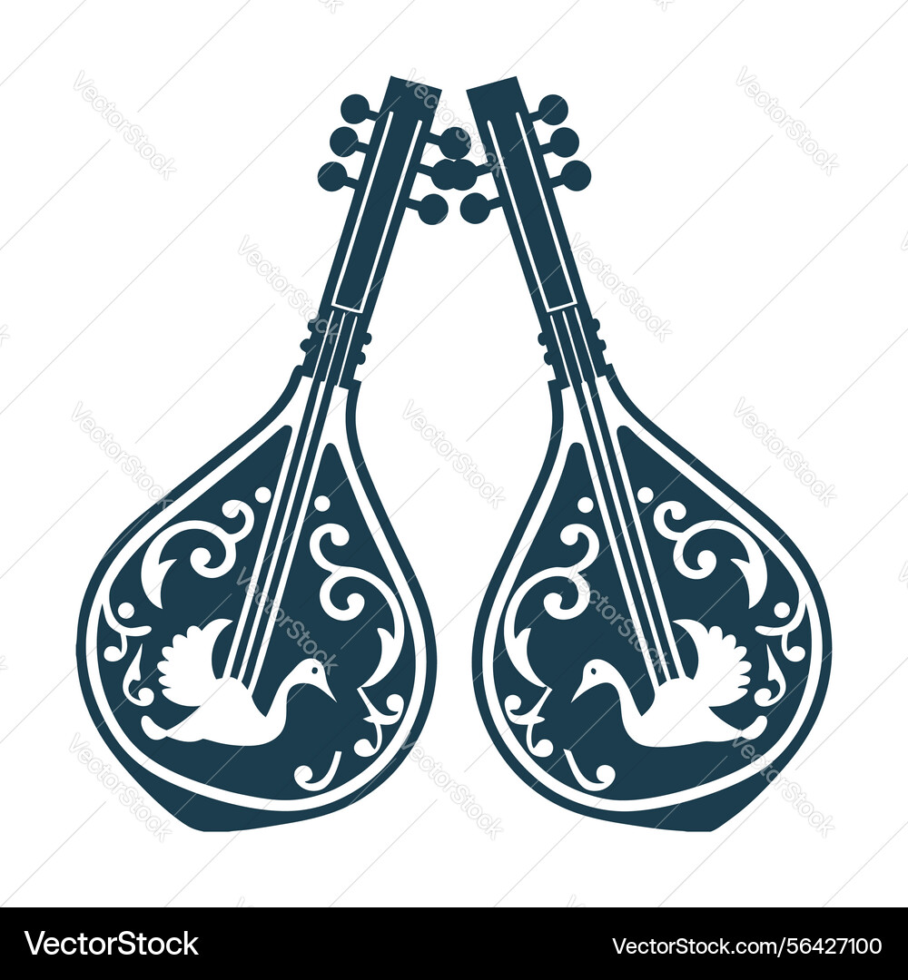Saraswati veena indian stringed instrument Vector Image