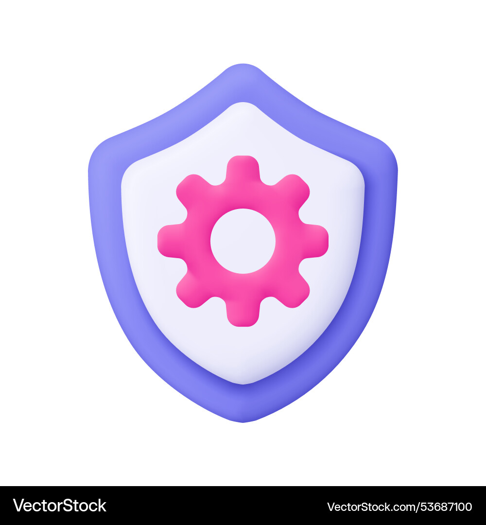 Shield with gear cogwheel inside security Vector Image