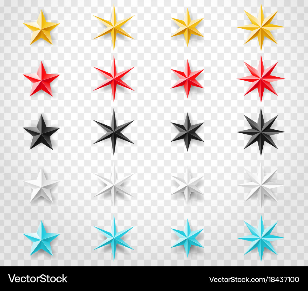 Stars set of different colors isolated Royalty Free Vector
