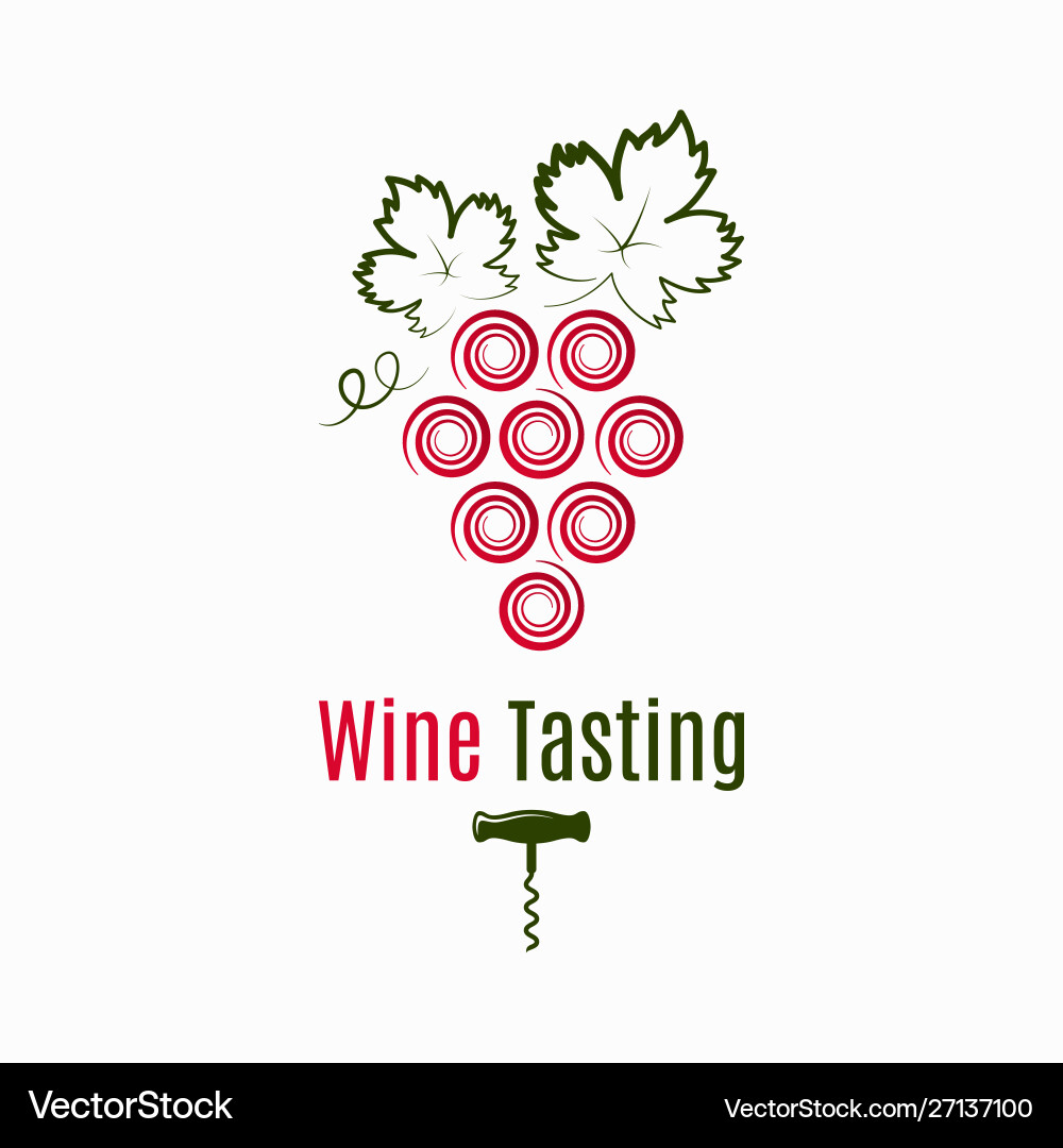 Wine grape logo tasting label on white Royalty Free Vector