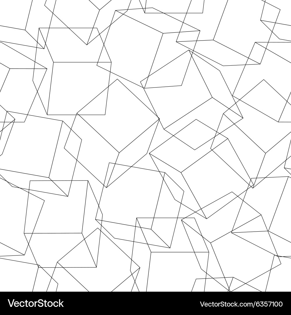 Wireframe 3d blocks in a seamless pattern Vector Image
