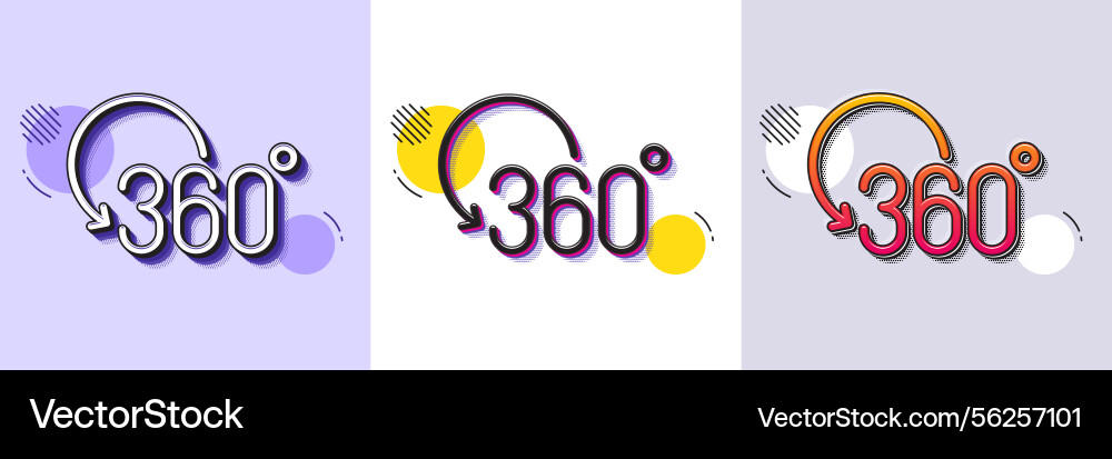 360 degree line icon full rotation sign vr Vector Image