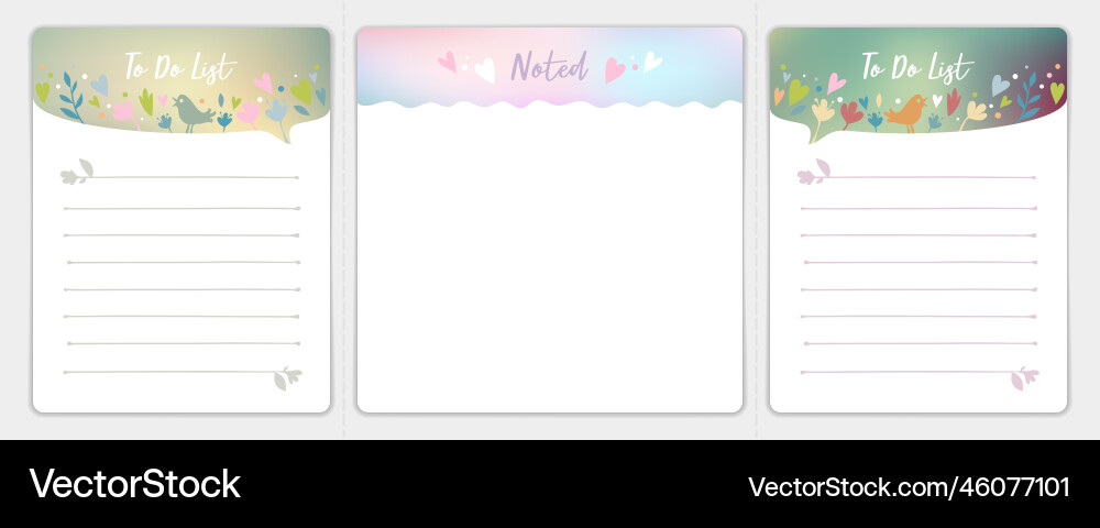 Beautiful romantic notes templates set Royalty Free Vector
