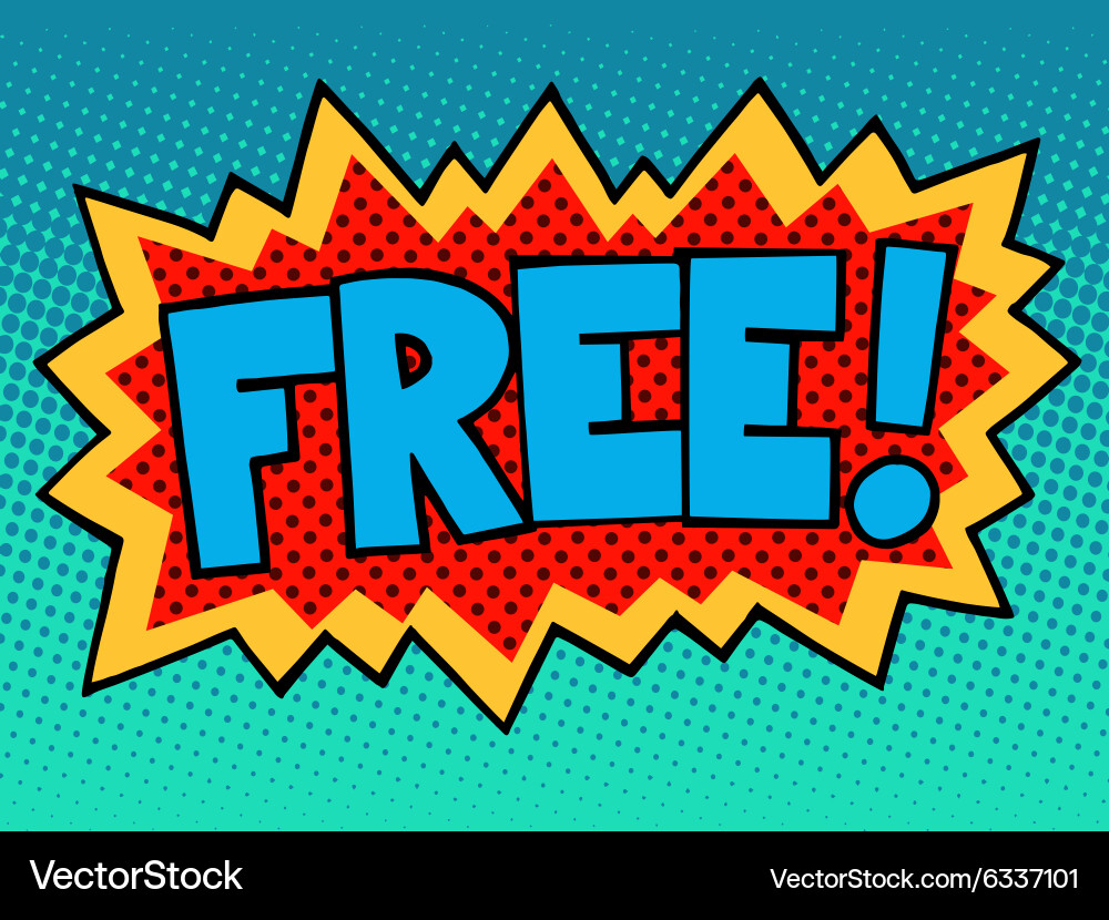 Free comic book inscription Royalty Free Vector Image