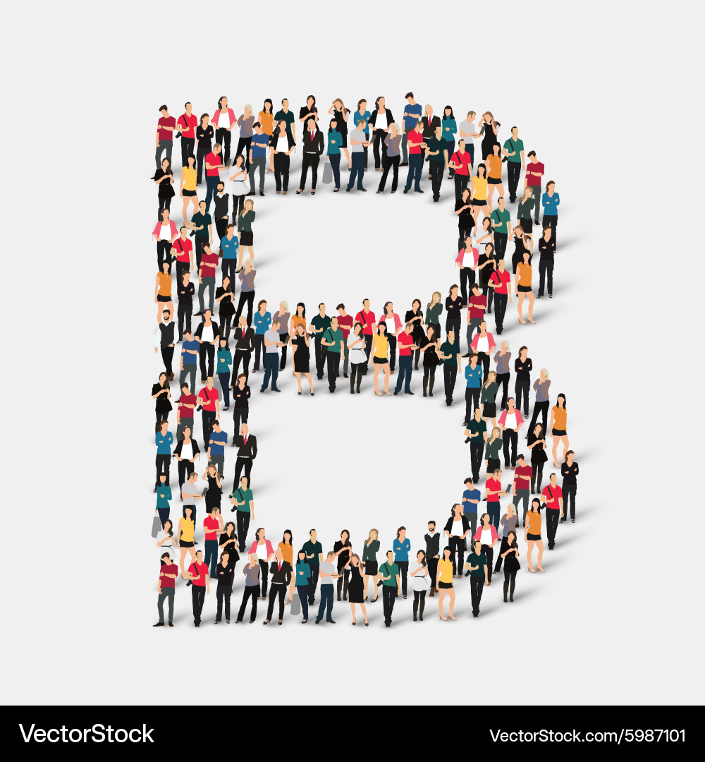 Group people letter form Royalty Free Vector Image