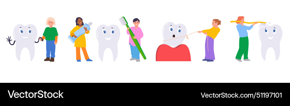 Happy children cartoon character with big teeth Vector Image