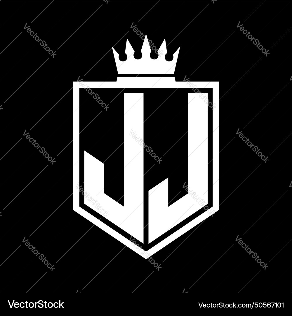 Jj logo monogram bold shield geometric shape Vector Image
