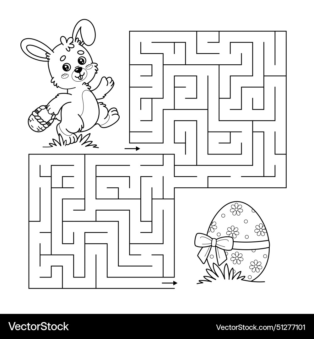 Kids game maze puzzle with rabbit and easter egg Vector Image