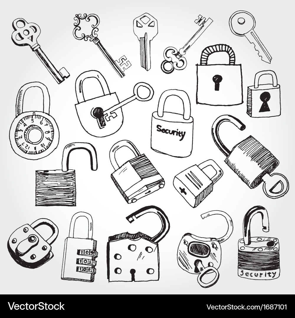 Lock and key Royalty Free Vector Image - VectorStock