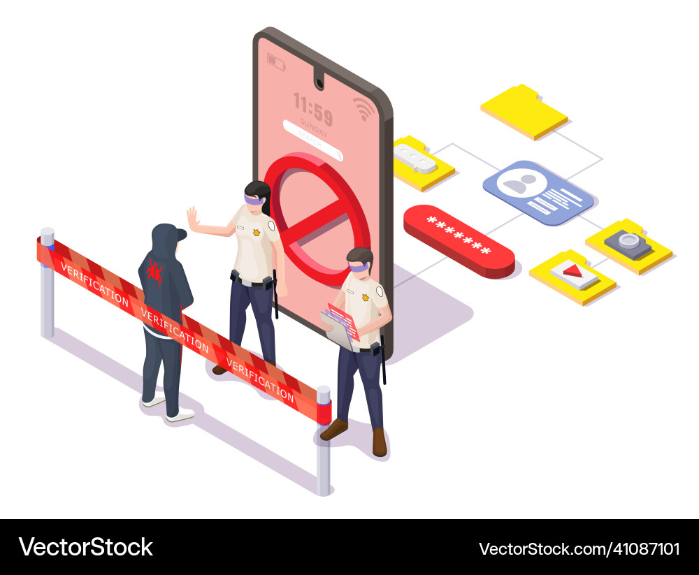 Mobile phone unauthorized access prevention login Vector Image