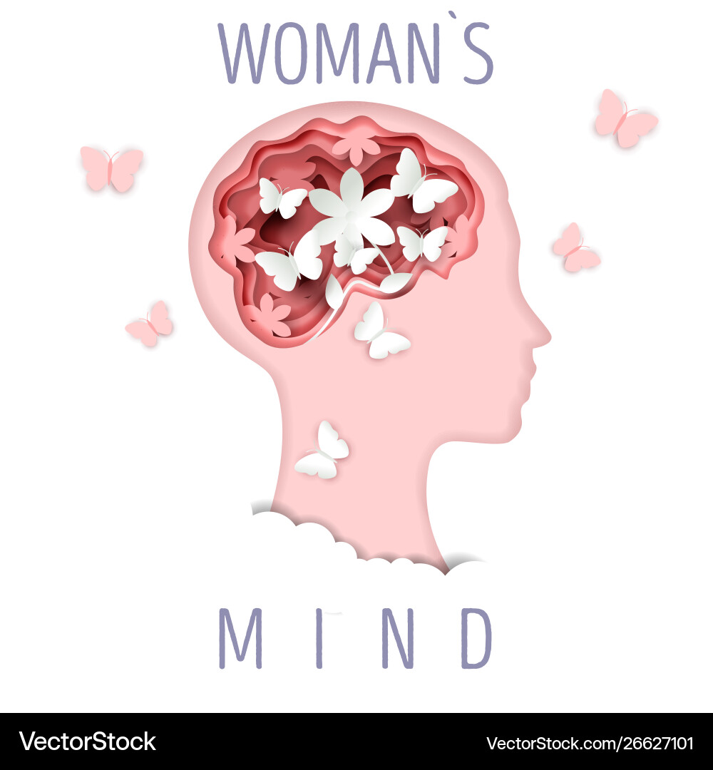 Paper Art Woman Mind Royalty Free Vector Image