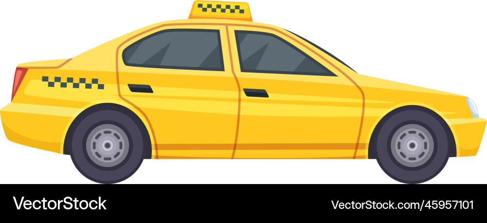 Yellow Taxi Cartoon Side View Royalty Free Vector Image