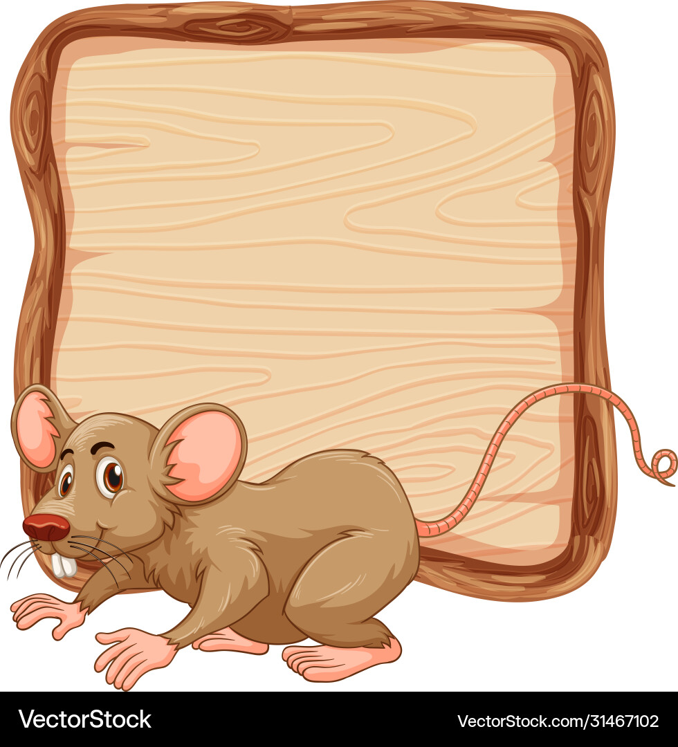 Board template with cute brown mouse on white Vector Image