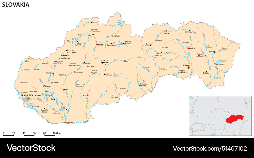 Map of slovak republic Royalty Free Vector Image