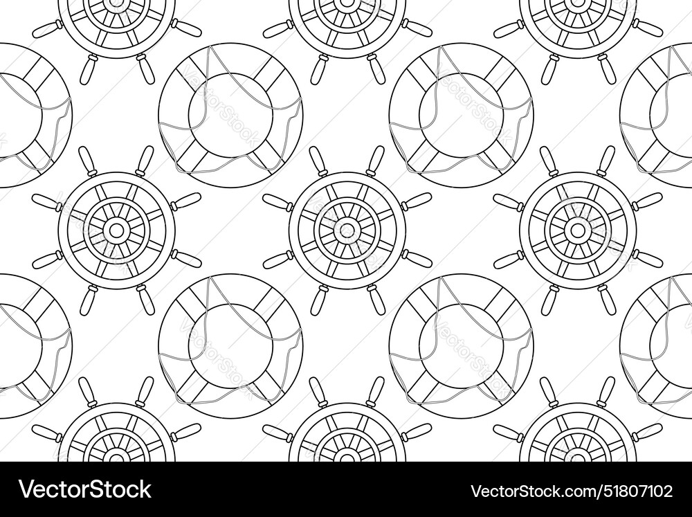 Nautical pattern coloring page Royalty Free Vector Image