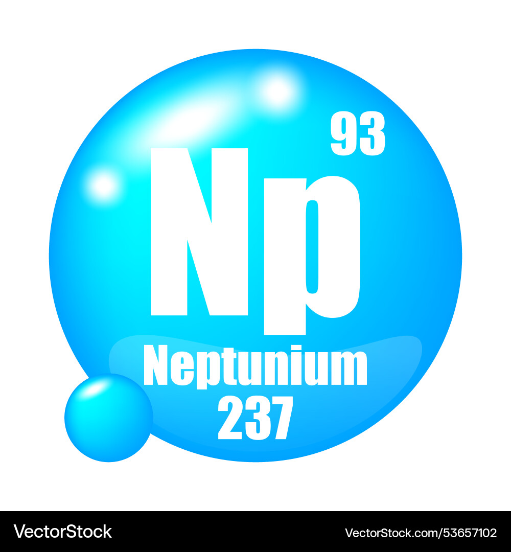 Neptunium icon np chemical element atomic number Vector Image
