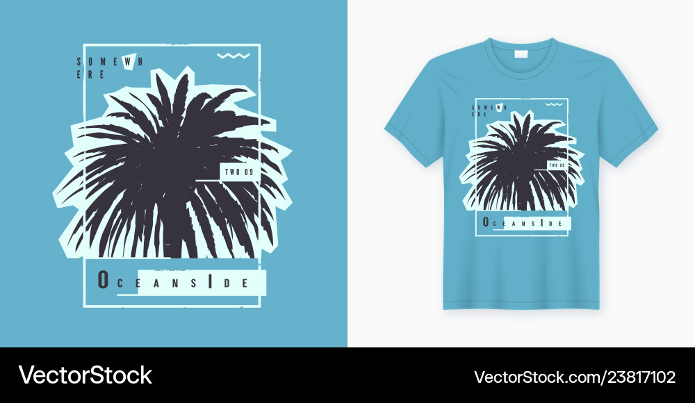 Oceanside stylish graphic tee design poster Vector Image