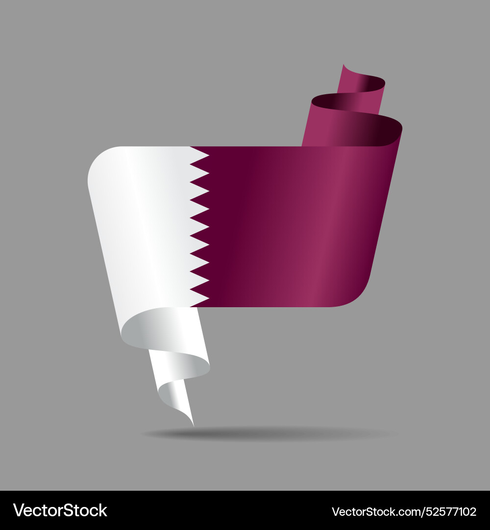 Qatari flag wavy ribbon background Royalty Free Vector Image