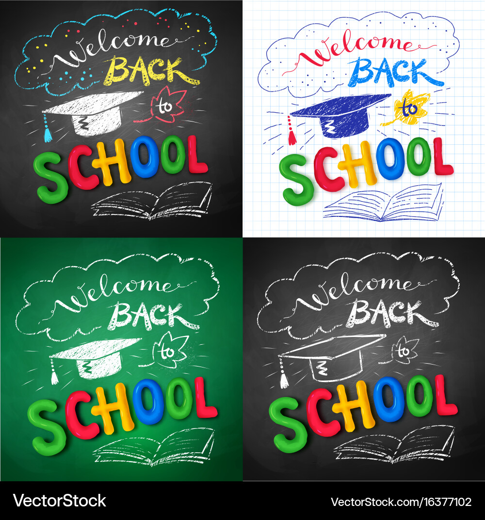 Welcome Back to School Chalkboard Poster Vector Image