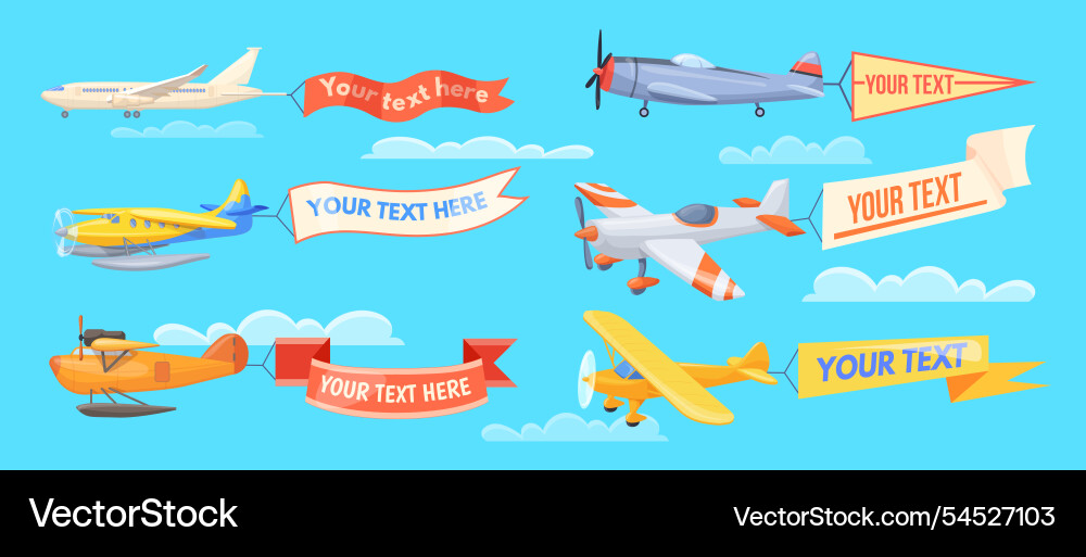 Biplane Pulling Banner Vector Images (76)