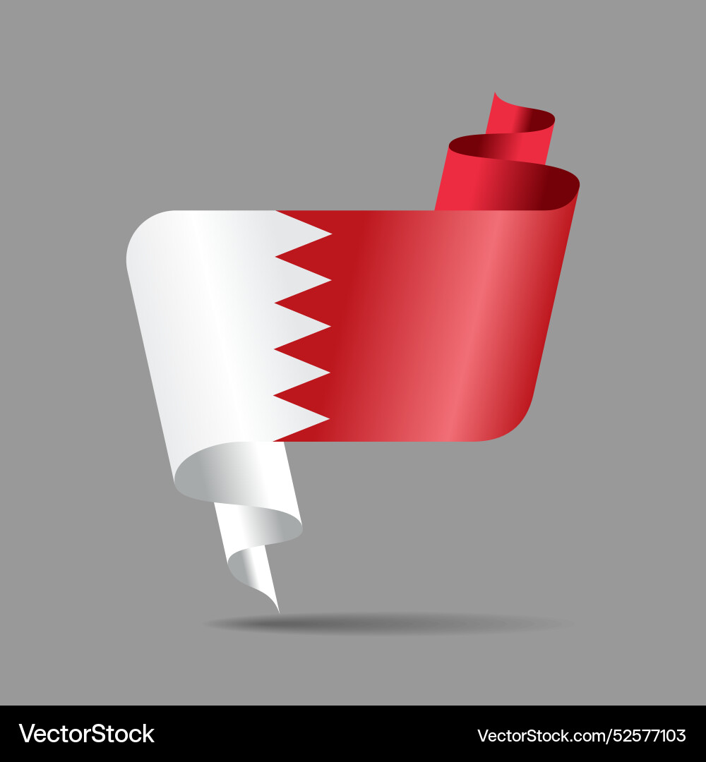 Bahraini flag wavy ribbon background Royalty Free Vector