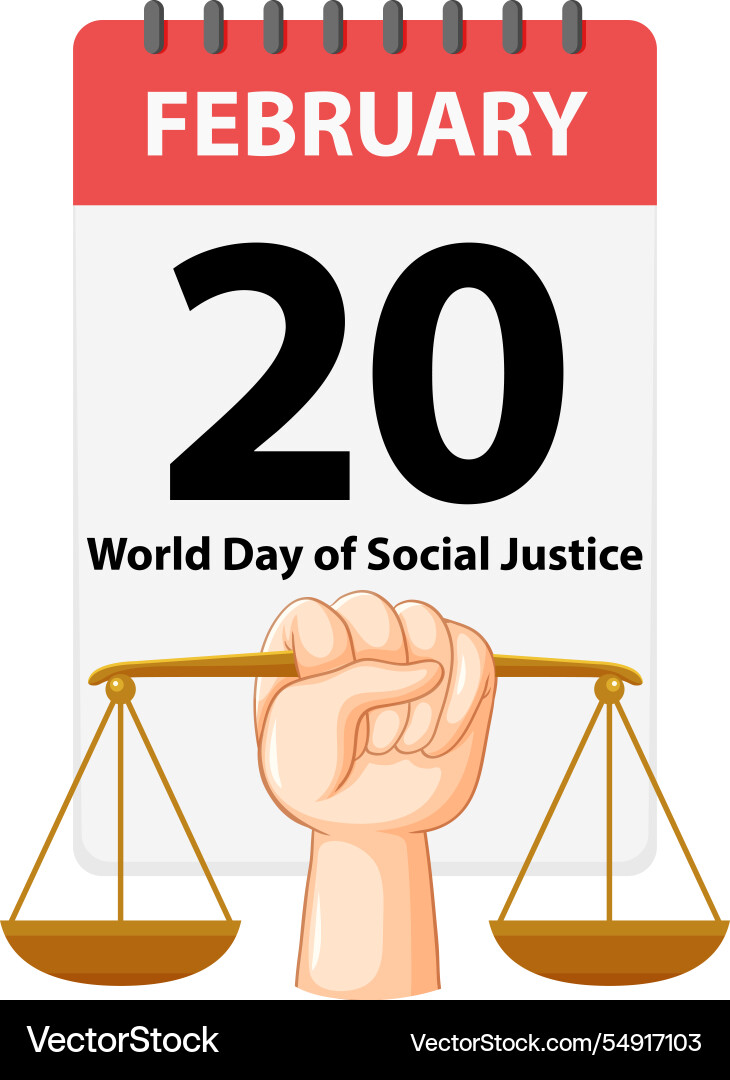 Calendar page with scales of justice and hand Vector Image