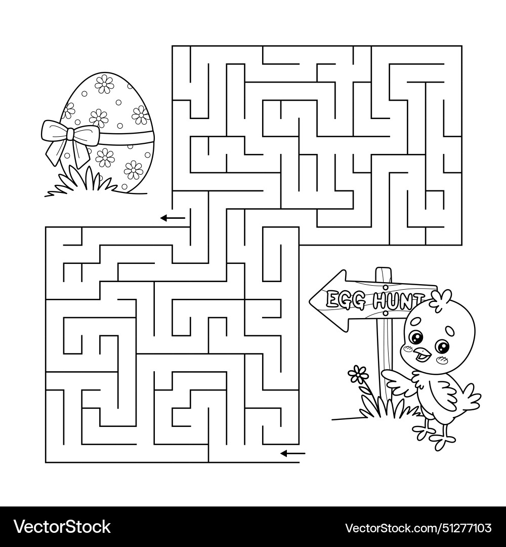 Easter kids game maze puzzle with chick and egg Vector Image