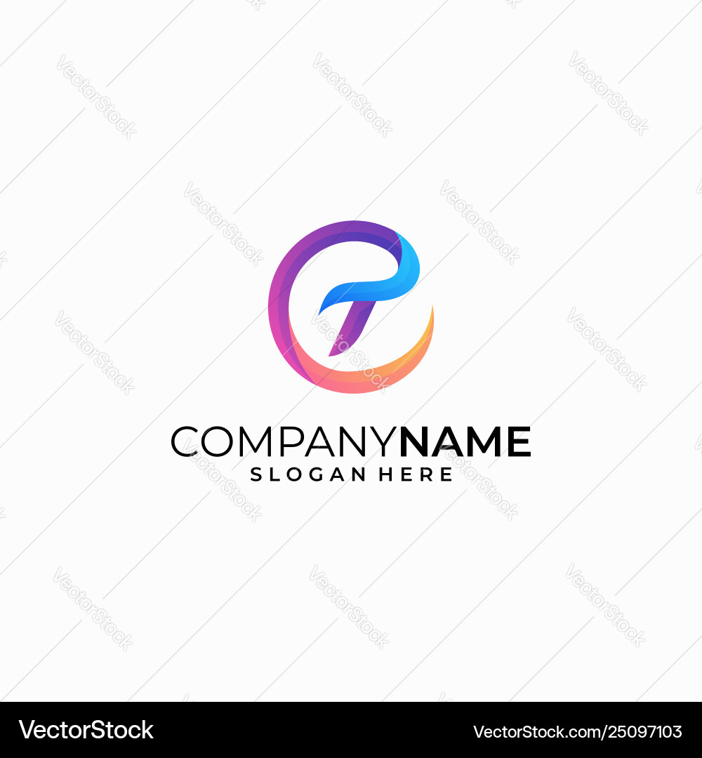 Letter t color concept Royalty Free Vector Image