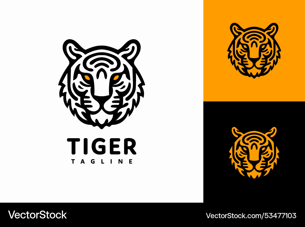Line art tiger head logo design Royalty Free Vector Image