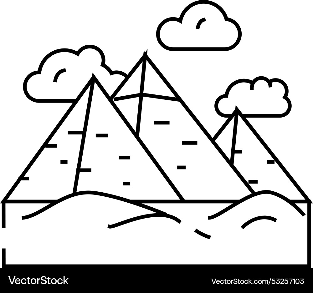Pyramid construction line icon Royalty Free Vector Image