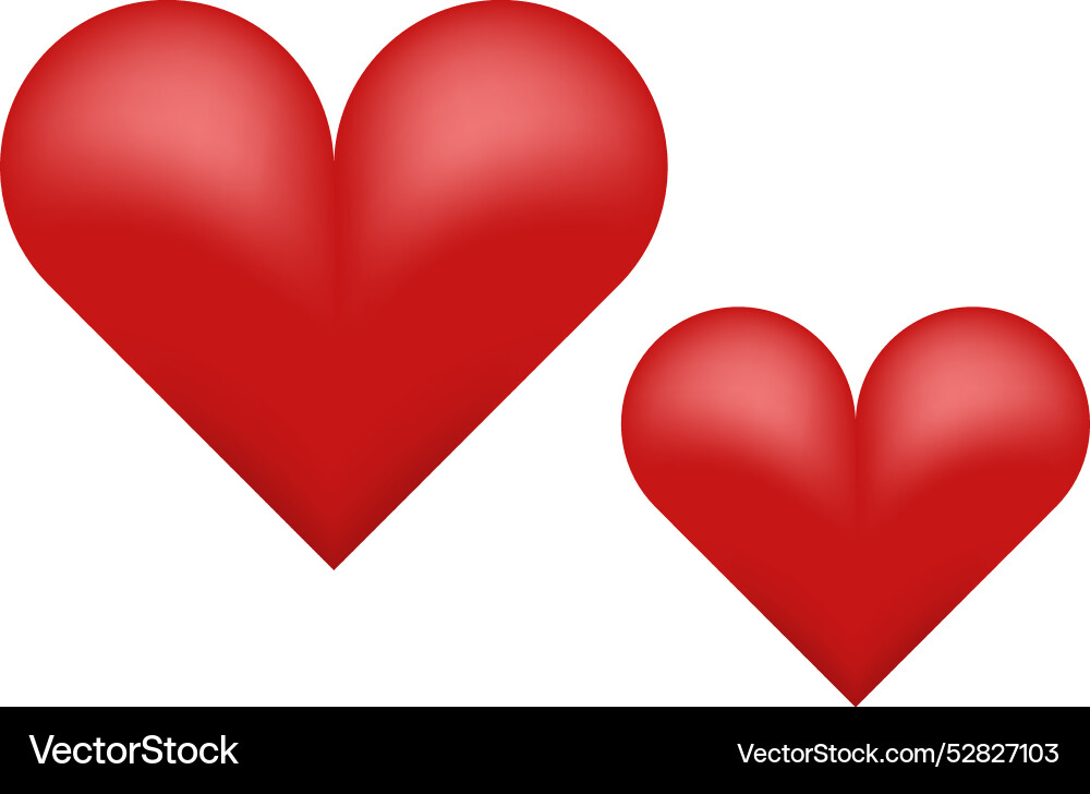 Two hearts together red romantic love sign Vector Image