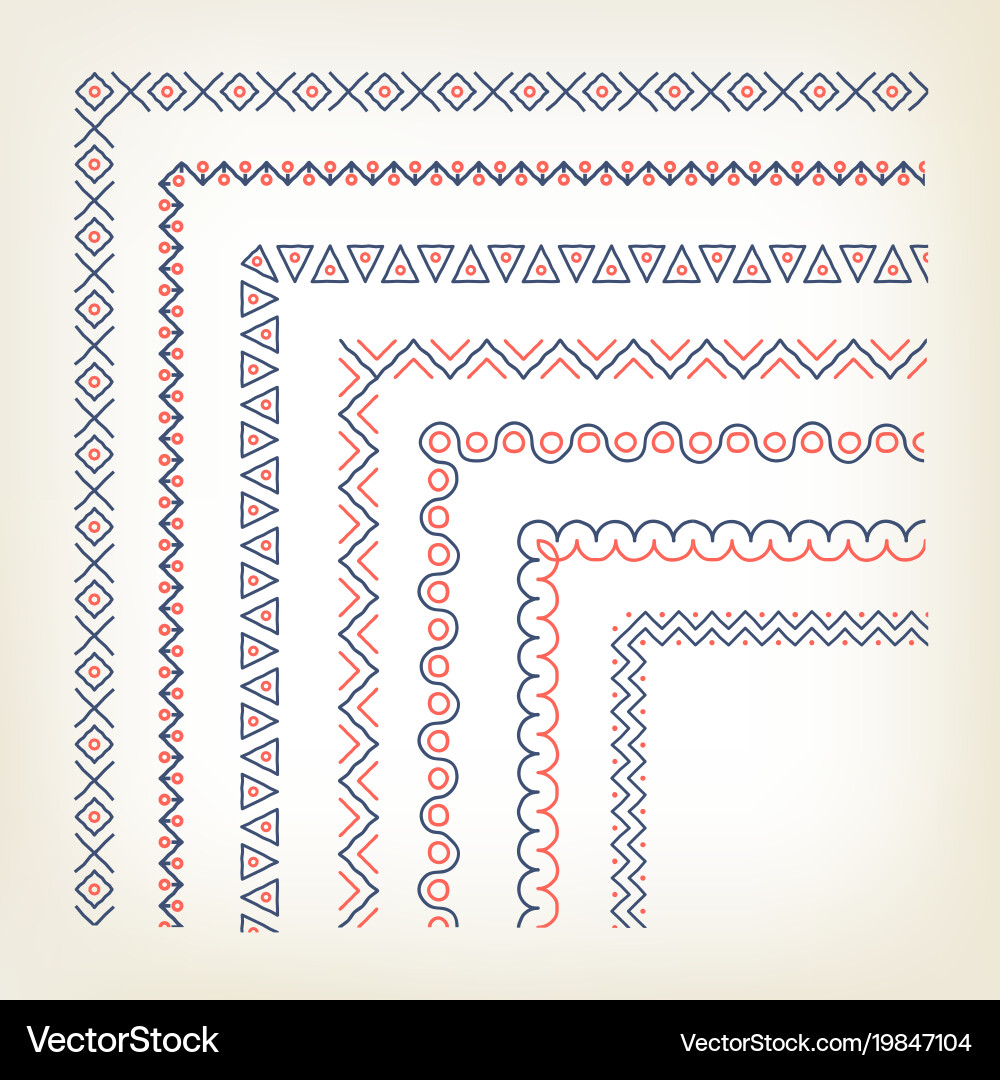 Borders with corner elements Royalty Free Vector Image