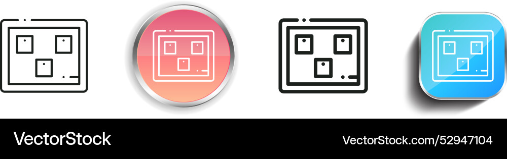 Corkboard icon thin linear regular and button Vector Image