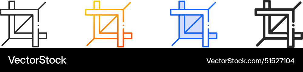 Crop tool iconthin linear gradient blue stroke Vector Image