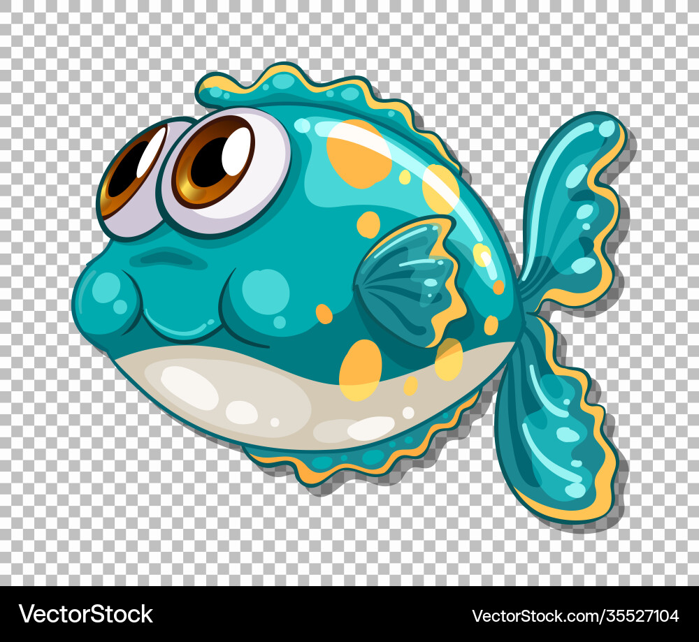 Cute fish with big eyes cartoon character Vector Image