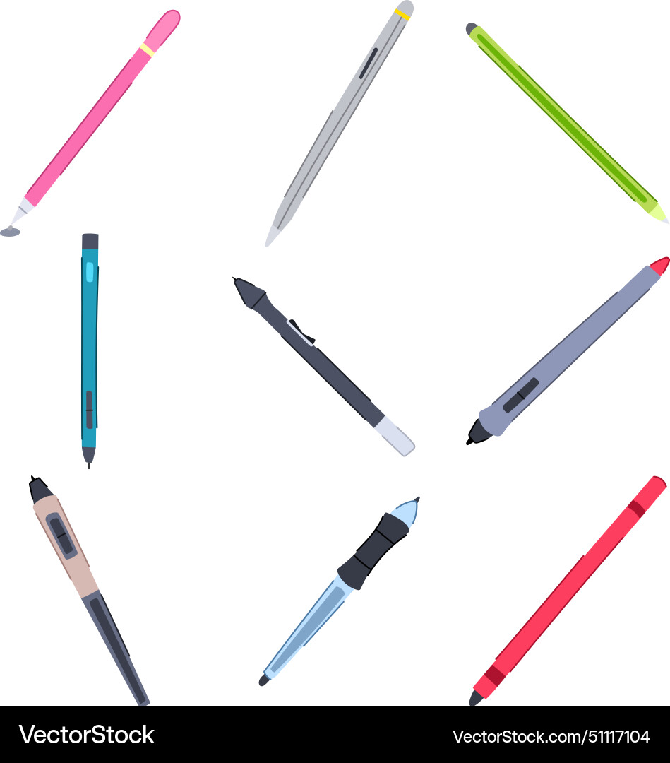 Digital pen set cartoon Royalty Free Vector Image