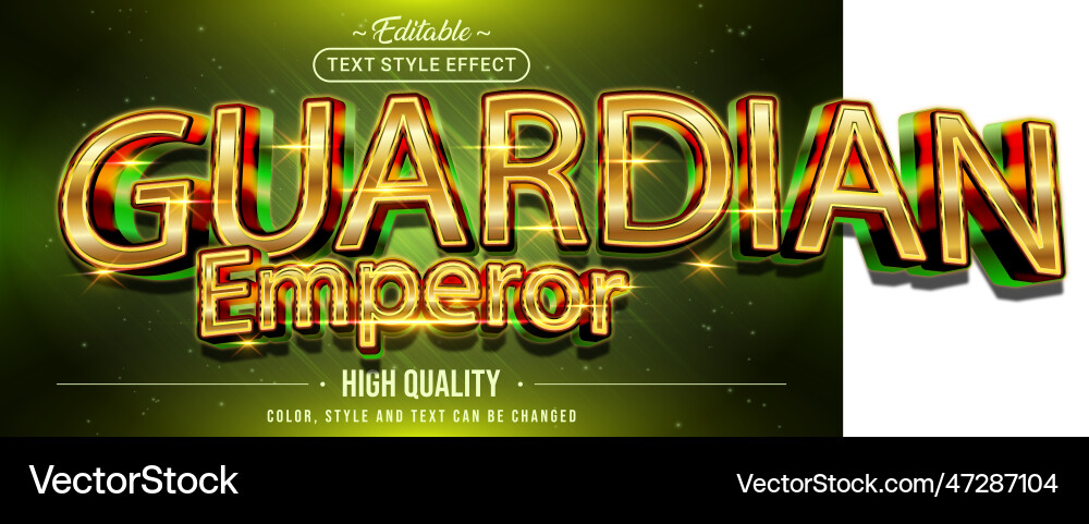 Editable text style effect - guardian emperor Vector Image